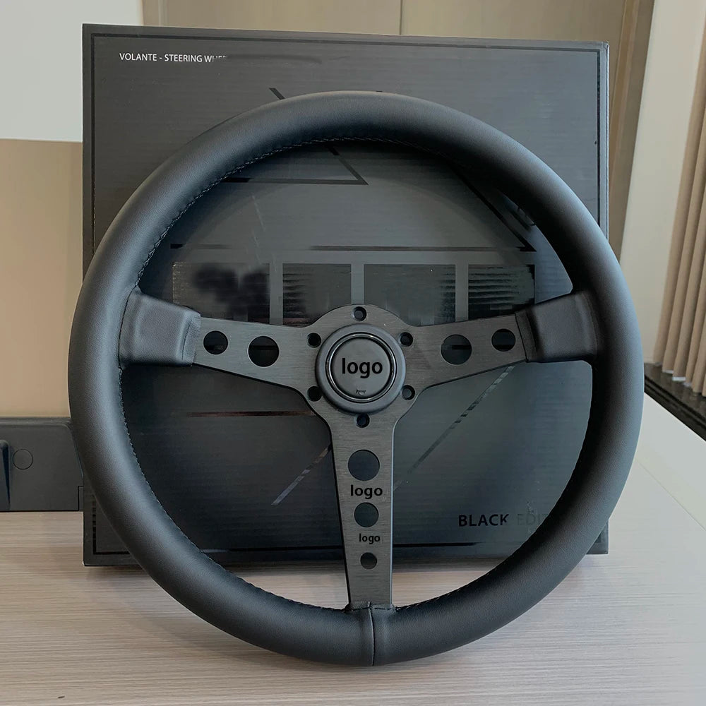 14inch 350mm Prototipo Black Edition Leather Steering Wheel JDM Racing – LJ Automotive