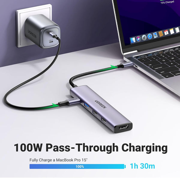 UGREEN Revodok USB C Hub, 5-in-1 USB-C Multiport Adapter with 100W PD ...