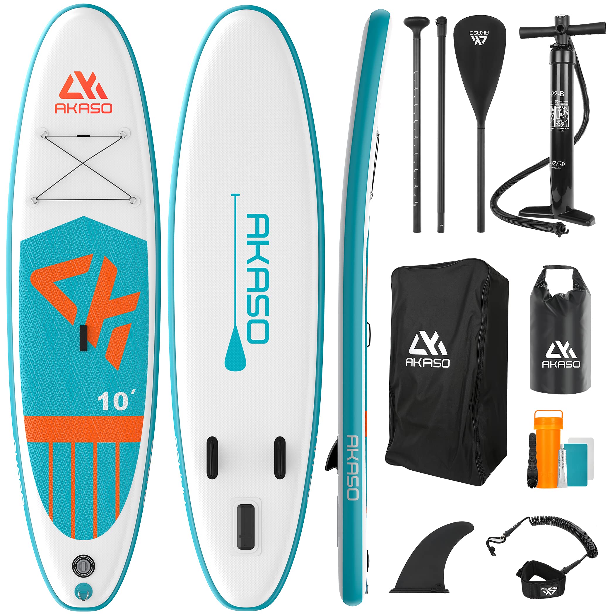 Inflatable SUP Paddle Board Stand-Up – AKASO 10'x 32”x 6” Premium SUP ...
