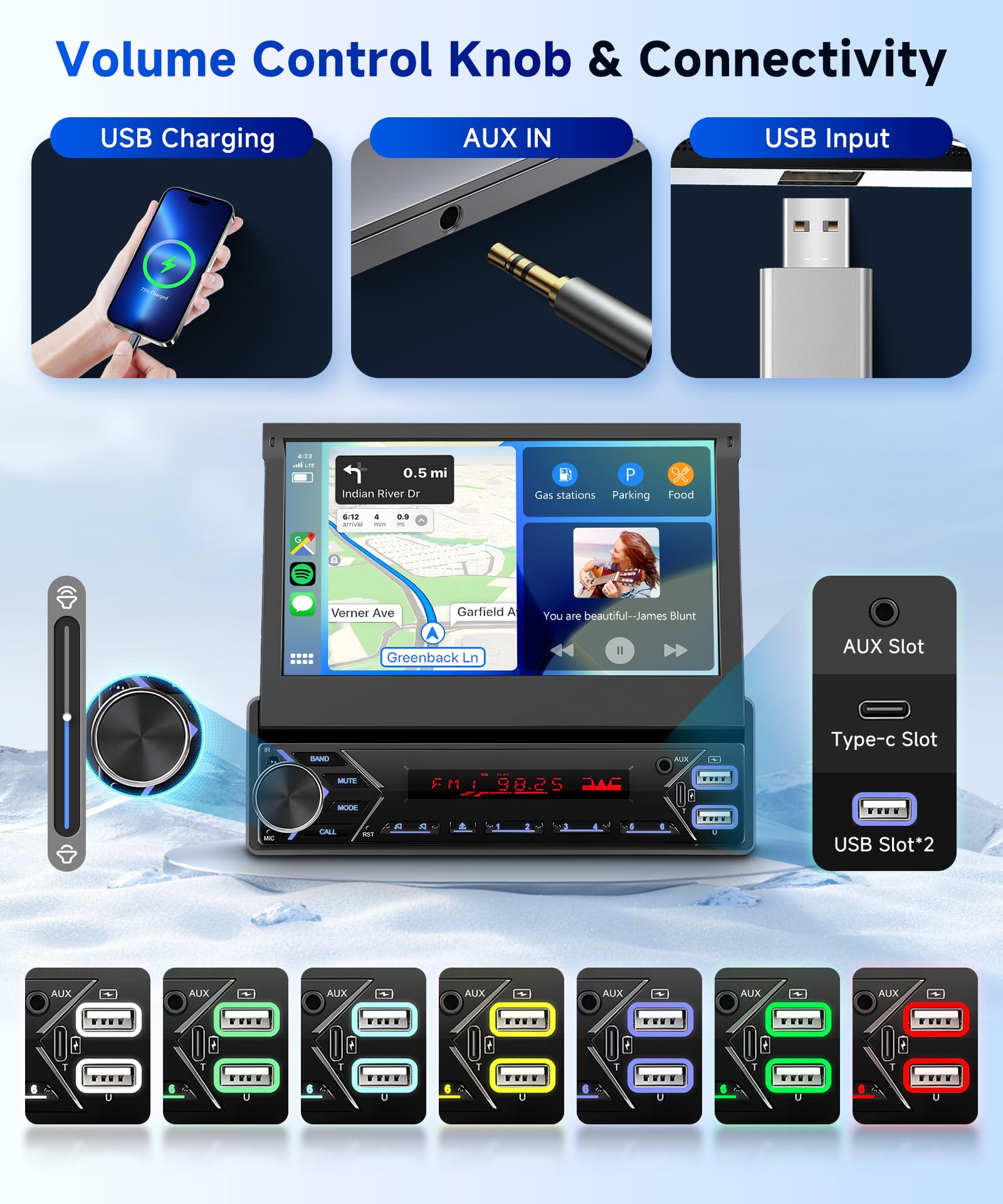 DAB/DAB+ Single Din Car Stereo with Wireless Carplay Android Auto, Hod ...