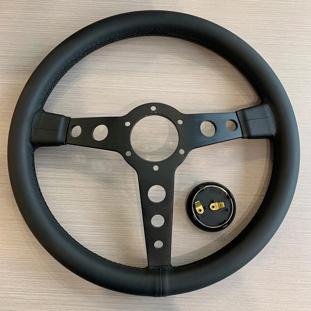 14inch 350mm Prototipo Black Edition Leather Steering Wheel JDM Racing – LJ Automotive