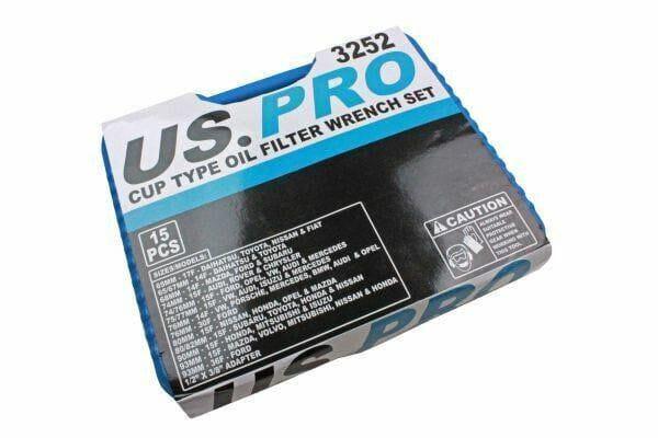 US PRO Oil Filter Wrench Remover Removal Set Cup Type 65mm - 100mm 15p ...